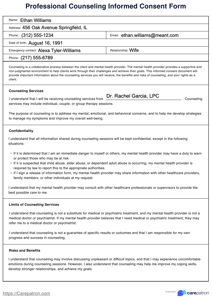 Informed Consent Form Counseling